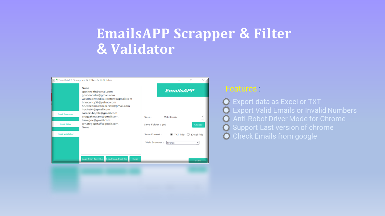All in one Emails Extractor + Gmail Filter & Validator by ZakaSoftware